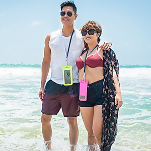 CaliCase Universal Waterproof Phone Pouch - IPX8 Waterproof Floating Phone Case with Lanyard for iPhone X-14/ S20-S23/ Pixel 1-7 - Clear