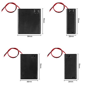 ALMOCN AA Battery Holder,1.5V Plastic AA Battery Storage Case Battery Clip Battery Box with ON/Off Switch and Leads Wire 1 Slots+2 Slots+3 Slots+4 Slots,Set of 4
