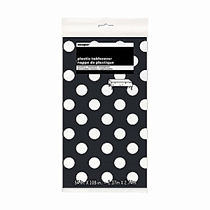 Black Dots Rectangular Plastic Table Cover (54" x 108") 1 Count - Elegant Design & Premium Quality, Ideal For Parties, Events & Everyday Use