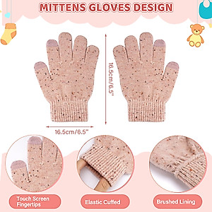 Toddler Kids Winter Hats Touchscreen Gloves Scarfs Set Pompom Beanie Caps Neck Warmer with Fleece for 5-8 Years Old Baby Girls Boys Gifts