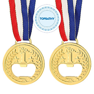 TOPBATHY Gold Medal Shaped Bottle Opener/Beer Openers,Solid Easy to Use Best Bottle Openers (4pcs)