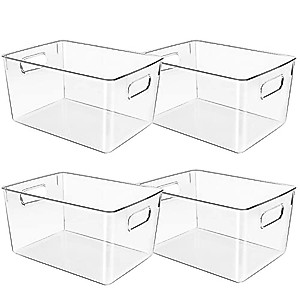 Clear Plastic Storage Bins, Perfect for Kitchen Organization or Pantry Organization and Storage, Fridge Organizer Plastic Bins, Pantry Organization and Storage Bins, Cabinet Organizers