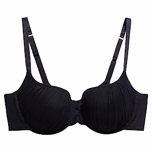 Savage X Fenty, Women's, Gathered Mesh Balconette Bra, Caviar, 38DD