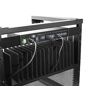 16 Port USB 3.2 Hub with Dual Upstream Ports, Surge Protection, Screw Lock, Rack & DIN Rail Mounting