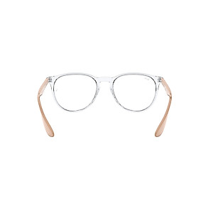 Ray-Ban Women's RX7046 Erika Round Prescription Eyeglass Frames, Transparent on Nude/Demo Lens, 51 mm