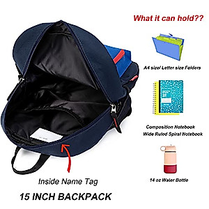 HawLander Little Kids Backpack for Boys Toddler School Bag Fits 3 to 6 years old, 15 inch, Navy Blue