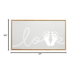 Pearhead Framed Babyprints Baby Footprint Love Canvas, Gender Neutral Nursery Decor for Baby Girl or Baby Boy, DIY Baby Keepsake, Gray