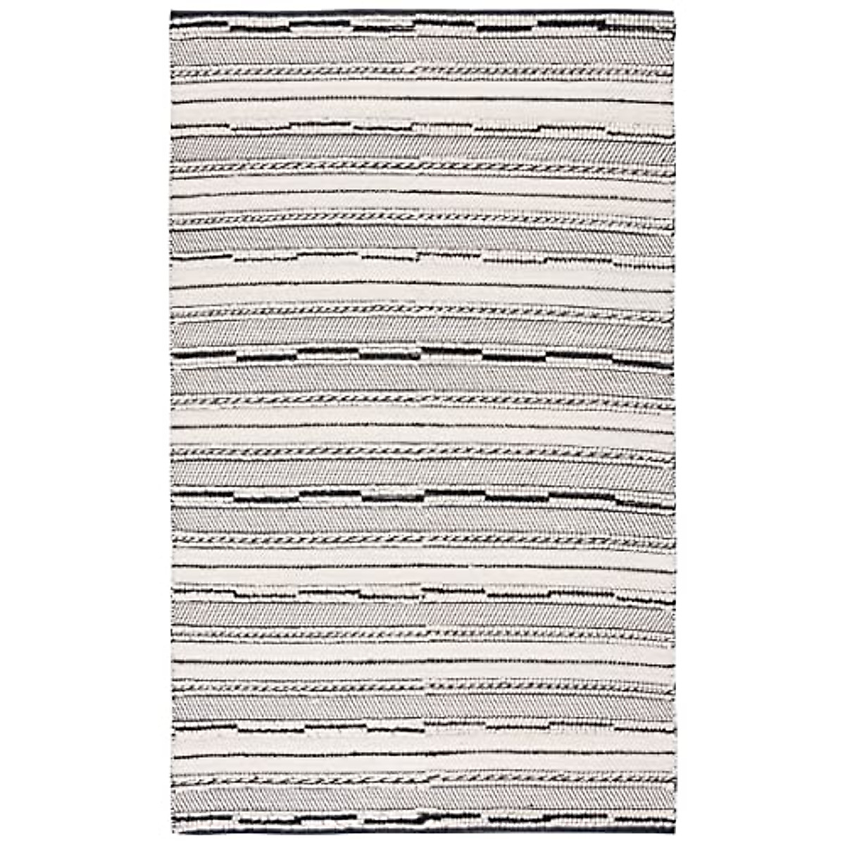 SAFAVIEH Natura Collection Accent Rug - 4' x 6', Black & Ivory, Handmade Flat Weave Boho Farmhouse Wool, Ideal for High Traffic Areas in Entryway, Living Room, Bedroom (NAT281Z)