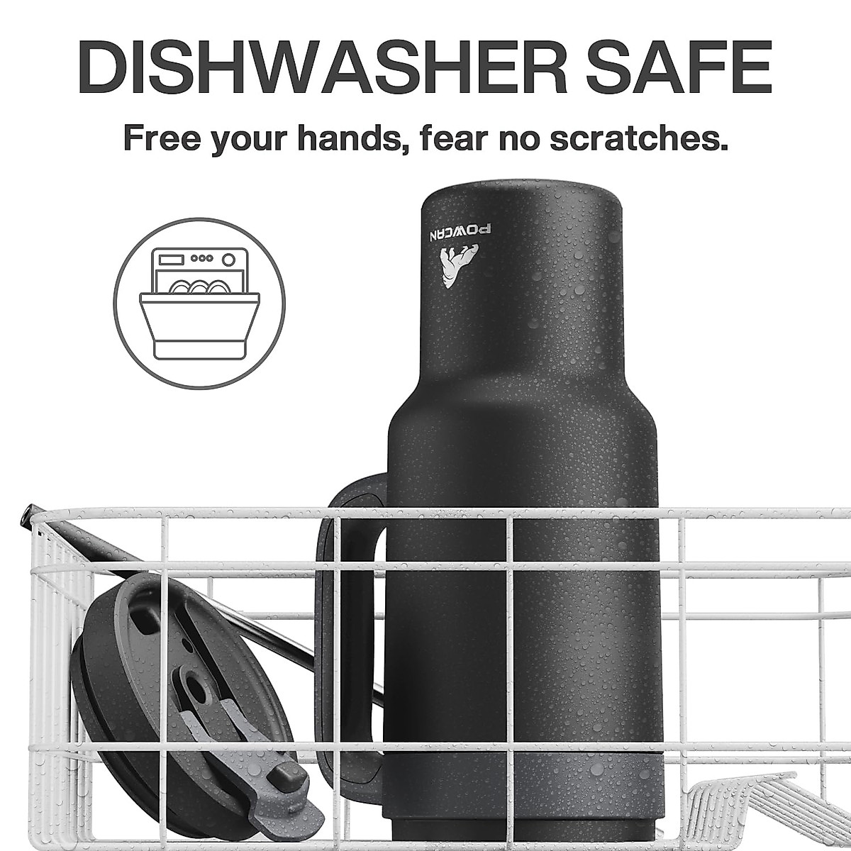 POWCAN 40 oz Tumbler with Handle, 2-in-1 Straw and Sip Lid, Leakproof, Dishwasher Safe, Insulated Stainless Steel Travel Coffee Mug, Keeps Cold for 34 Hours, Fits in Car Cup Holder (Midnight