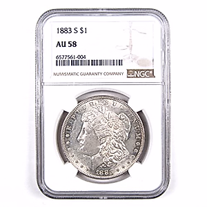 1883 S Morgan Dollar AU 58 NGC 90% Silver US Coin SKU:I3027