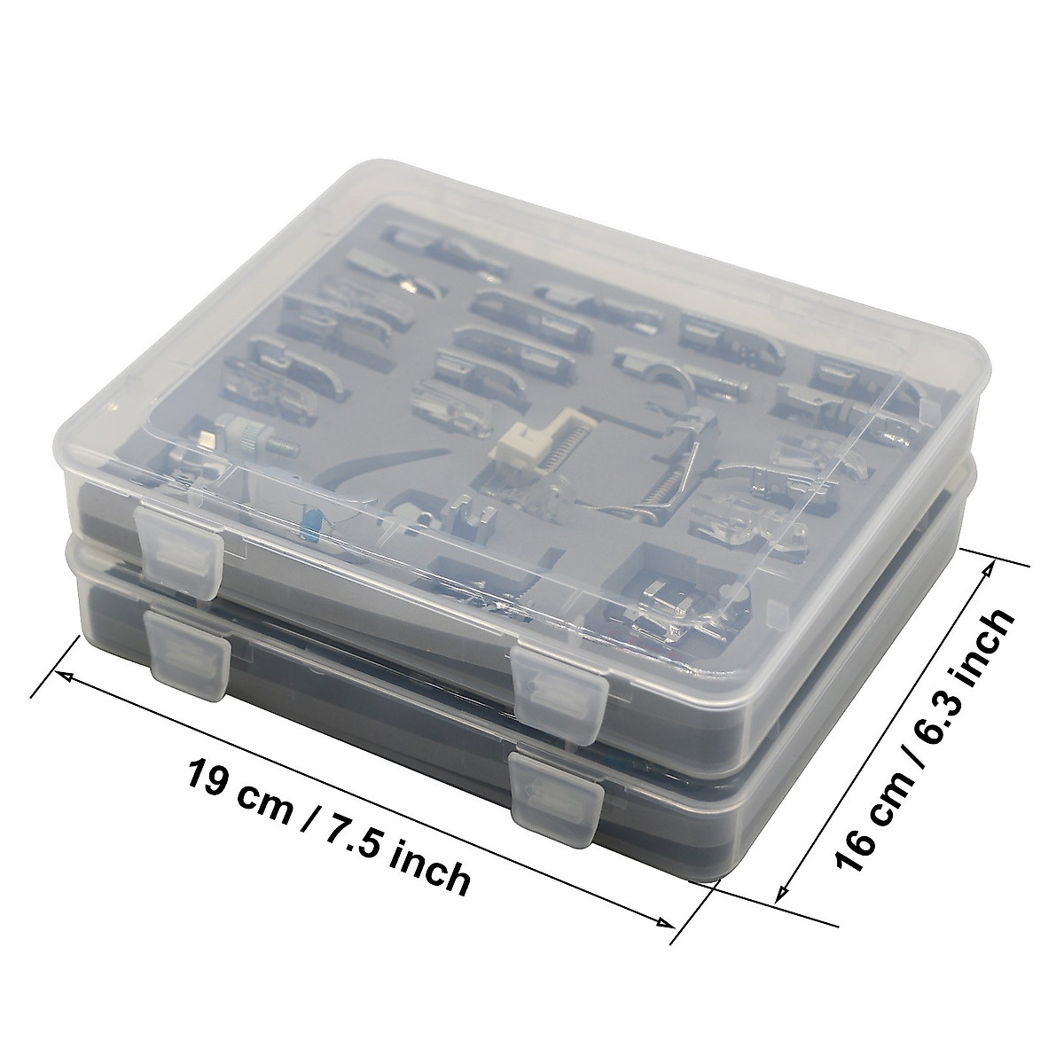 Professional 52pcs Sewing Machine Sewing Foot Presser Foot Presser Feet Set with Manual & Plastic Storage Box for Singer, Brother, Babylock, Janome and Kenmore Low Shank Sewing Machines