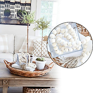 Hagao Farmhouse Beads, Natural Wood Bead Garland Rustic Country Beads with Tassles Wall Hanging Décor 57"