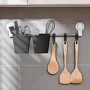 LEZIOA 5 Pack Hanging Cup Holders, Multipurpose Rolling Cart Accessories Utility Cart Accessories For Art & Craft Supplies, Space Saving Hanging Storage Basket Pencil Holder Makeup Organizers (Black)