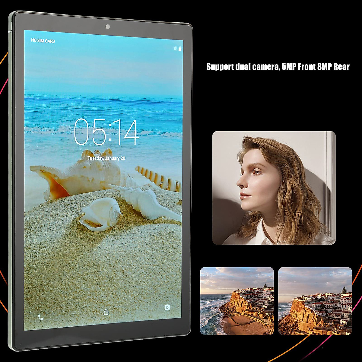 ASHATA Android Tablet 10 Inch, Octa Core, 4GB RAM 64GB ROM, 2.4G 5G Dual Band WiFi Tablet Computer, 5MP 8MP Dual Camera, 5000mAh Battery, GPS BT Glonass, Gravity Sensing (US)