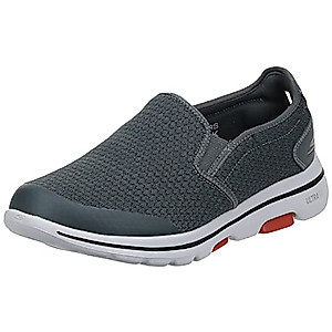 Skechers Men's GOwalk 5 - Elastic Stretch Athletic Slip-On Casual Loafer Walking Shoe Sneaker, Charcoal, 9