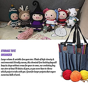 N/C Knitting Bag,Yarn Tote Organizer,Yarn Storage Bag for Crochet Hooks,Knitting Needles,Project and Supplies - No Accessories Included (Blue)
