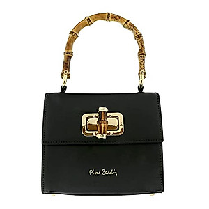 Pierre Cardin Black Leather Small Vintage Structured Satchel Bag for womens