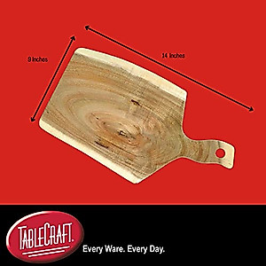 Tablecraft Rectangular Serving Cutting Board, 14 by 9 Inches, Brown