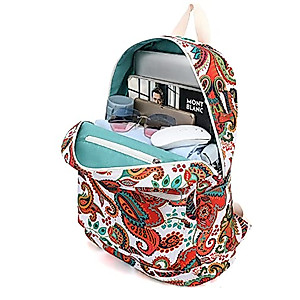 Canvaslove Paisley Waterproof laptop backpack with Massage Cushion Straps and USB charging port for laptop up to 15 inch Men Women Student Outdoor Travel Backpack