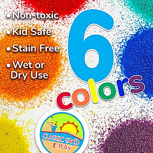 Classic Sand and Play Colored Play Sand Multipack, 6 Pack of 2.5 lb. Bags, Fun for Building, Sandbox, Therapy Tables, Arts and Crafts Use, Stimulate Sensory Skills, Stainless Color