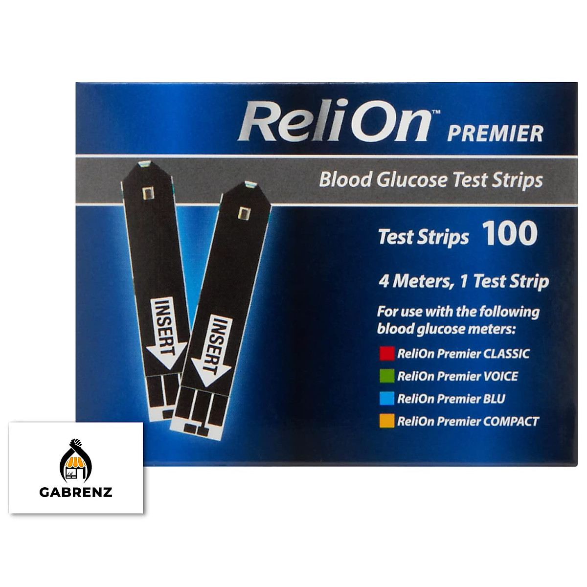 ReliOn Premier Blood Glucose Test Strips, 100 Count Bundle with Exclusive GABRENZ Fridge Magnet