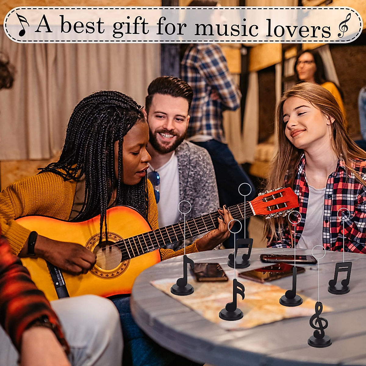 Youdaju 6 Pcs Musical Note Photo Balloon Holder Note Holders Table Number Photo Clips Holder Place Card Holder Music Note Decoration Name Place Card Holder for Music Theme Party Birthday Wedding