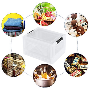 Ortodayes 30 Liter Plastic Foldiable Storage Box, Collapsible Bins with Lid Set of 4, Clear