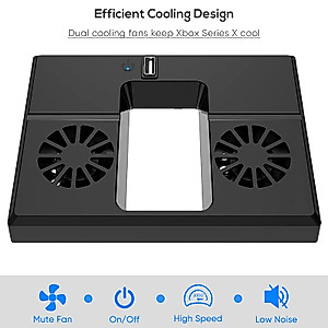 USB Cooling Fan for Xbox Series X Console, MENEEA Cooling Fan Stand for Xbox Series X Console with Dual Cooling Fans and USB Port