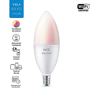 WiZ 40W B12 Color LED Smart Candle-Shaped Bulb - Pack of 1 - E26- Indoor - Connects to Your Existing Wi-Fi - Control with Voice or App + Activate with Motion - Matter Compatible