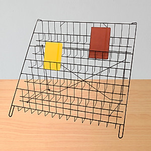 SSWBasics 6-Tier Black Wire Countertop Rack - 22"H x 29½”W x 18"D - Magazine Display Stand - Tabletop Book Display for Comics, Brochures, Cards, and Literature - Sleek, Sturdy, Collapsible Countertop