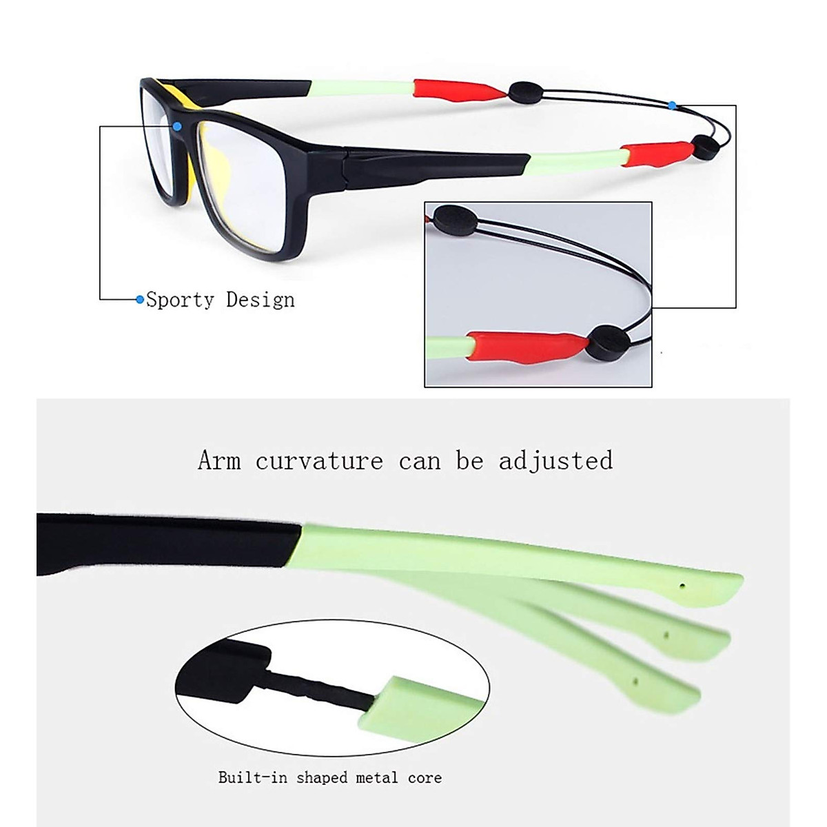 Mcolics Sports Glasses, Basketball Football Soccer Racketball Goggles for Men & Women, Anti-Fog Safety Protective Eyewear (Black)