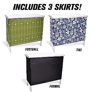 GoBar Portable High Top Bar, Includes 3 Front Skirts and Carrying Case, Black