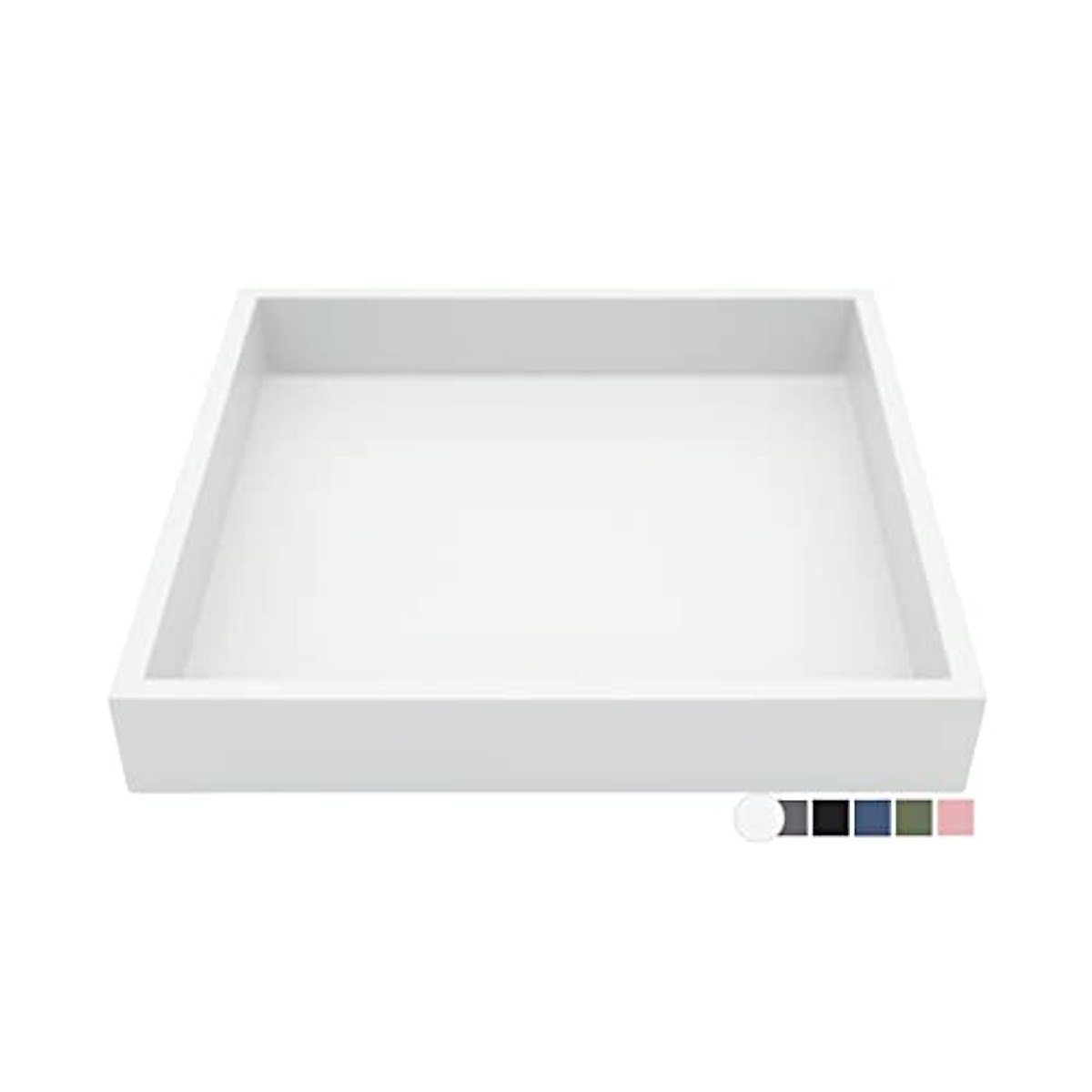 Montecito Home - 10"x10" Small Square Wood Decorative Tray for Office, Ottoman, Bathroom, Entry, Remote Controls, Countertop Organizer, Candle Tray - Harbor Gray