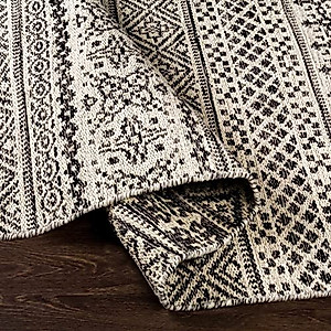 Hauteloom Mababanaba Wool Living Room, Bedroom Area Rug - Bohemian, Transitional - Black, Gray, Cream - 8' x 10'