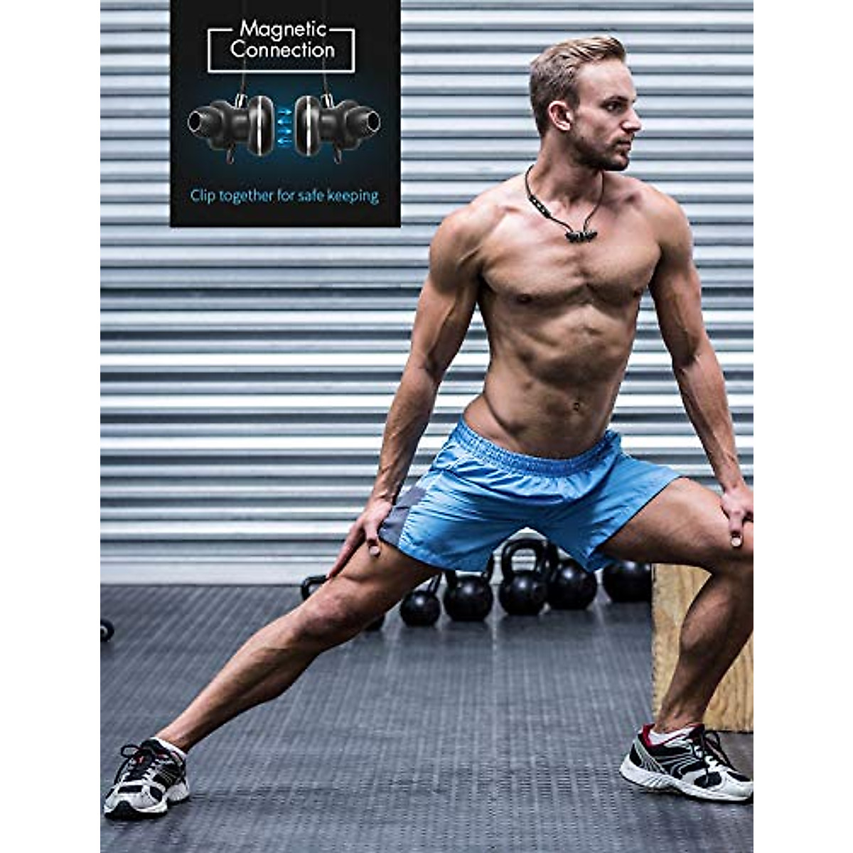 VEENAX Pogo Wireless Headphones, Bluetooth Sport Earphones, Fitness Earbuds with Mic, Magnetic and Super Bass, 8H Playtime, Sweatproof, in Ear Stereo Headset for iPhone iPad iPod Phone MP3, Black