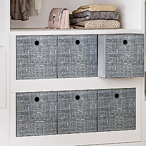 Hzuaneri Storage Cubes, 11.8-Inch Foldable Cube Storage Bin with Handles, Set of 6, Cube Storage Baskets for Organizing, Closet Organizers for Shelves, Bookcase, Grey SC07030W