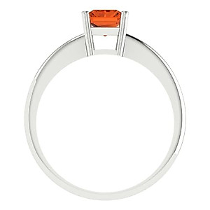 Clara Pucci 1.0 ct Radiant Cut Solitaire Red Simulated Diamond Wedding Bridal Designer Anniversary Engagement Ring Real 14k White Gold