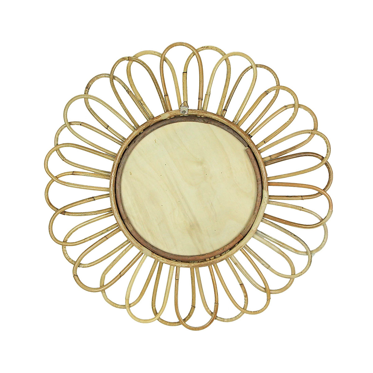 Things2Die4 Natural Willow Wicker Framed Geometric Design Wall Mirror 22 Inch Diameter, Brown, One Size