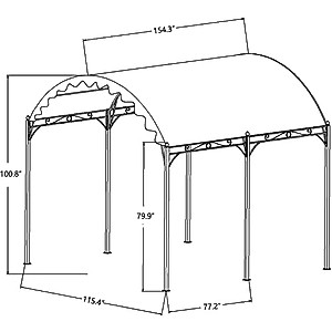 Carport Shelter with Removable Cover, Car Canopy Portable Garage with Anchor Kit, Outdoor Party Gazebo, 154.3" L x 115.4" W x 100.8" H (White)