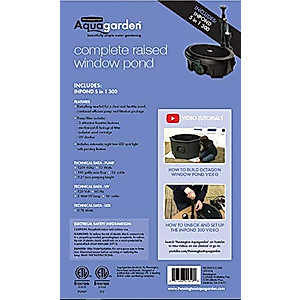 Pennington Aquagarden, Complete Raised Window Pond Kit - Octagon, Water Feature Pool, Includes Inpond 5 in 1 300 Pond & Water Pump with UV Clarifier, 106 Gallon Decking Pond, Three Fountain Displays,