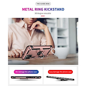 PUSHIMEI Galaxy A03S Case, Military Grade 16ft Drop Tested, Ring Holder Kickstand, with Screen Protector - Rose Gold