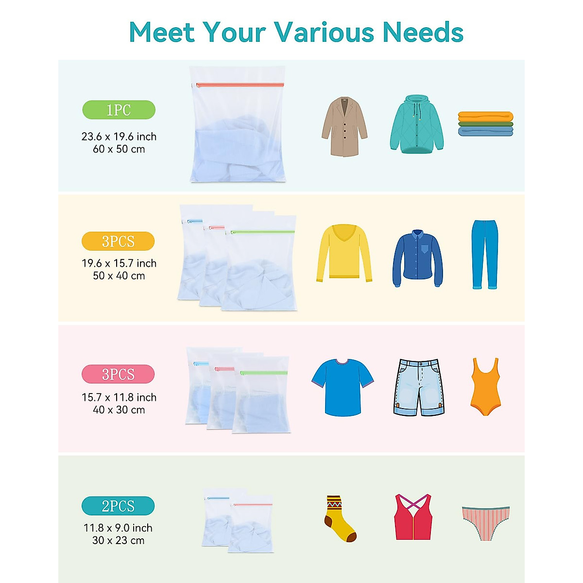 OTraki 9 PCS Mesh Laundry Bags for Delicates 4 Sizes Laundry Bags Mesh Wash Bags with Zipper Clothing Washing Bags Reusable Travel Storage Organize Bag for Clothes Underwear Bra Lingerie Socks Toy