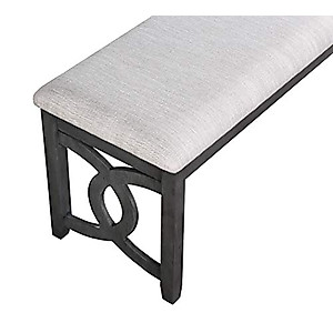 New Classic Furniture Gia Upholstered Dining Bench, Smoky Gray Finish