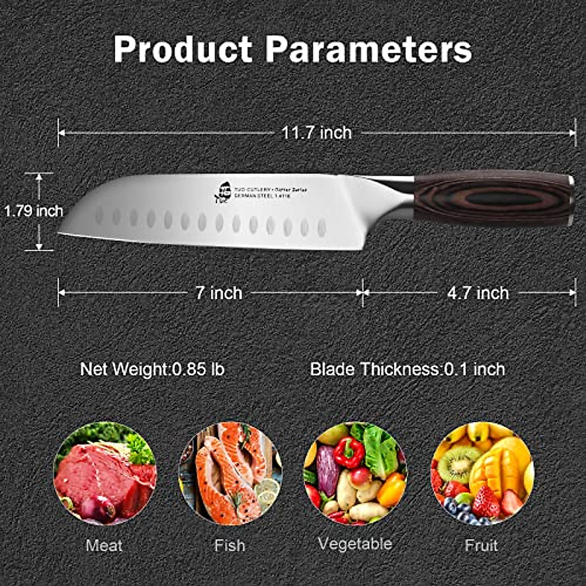 TUO Santoku Knife 7 inch - Japanese Chef Knife Ultra Sharp Asian Knives - German HC Stainless Steel - Durable Ergonomic Pakkawood Handle with Gift Box - Osprey Series