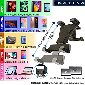 Randconcept - Car Air Vent Tablet Holder Car Mount, Universal Tablet Stand Car Mount Compatible with 7" - 10" Tablets iPad Pro Mini Air 2 Galaxy Tab Z Fold Kindle