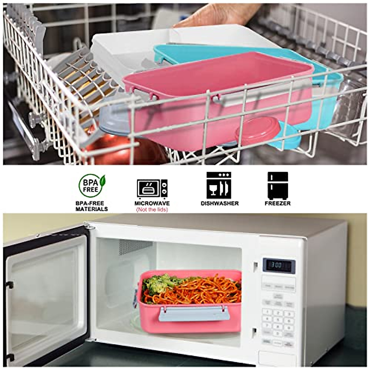 Shopwithgreen Set of 3 Salad Food Storage Container To Go, 47-oz Bento Box with Removable Tray & Dressing Pots, for Lunch, Snacks, School & Travel - Food Prep Storage Containers with Lids