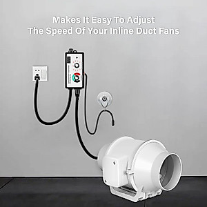 iPower Variable Vent Duct Inline Blower Fan Speed Adjuster with Temperature Controller for HVAC Ventilation System, 750W 6A