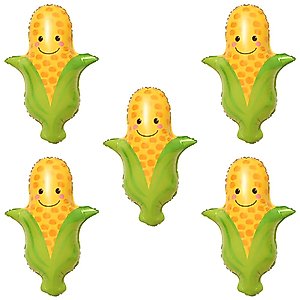 HORUIUS Corn Balloons Vegetables Corn Foil Mylar Balloons for Baby Shower Corn Themed Party Birthday Decoration Supplies 28 inch 5PCS