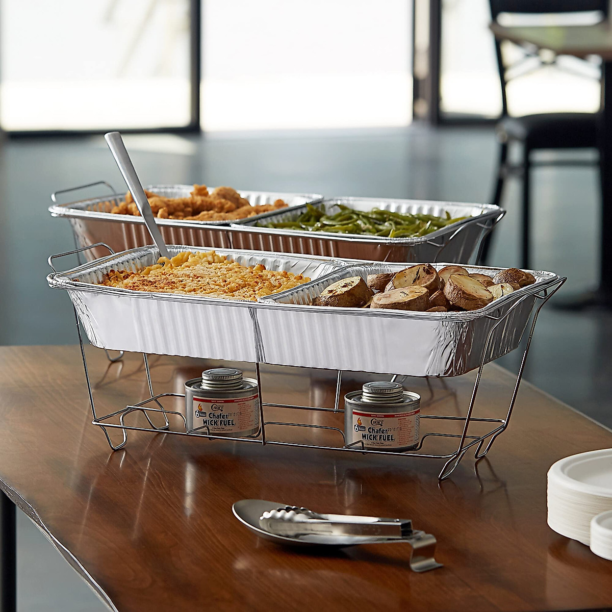 Nicole Fantini 36 Piece Party Buffet Serving Kit Includes Chafing Kits and Serving Utensils For All Types Of Parties And Events | Disposable Party Set Including Handy Lighters