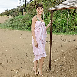 PESHTINO Turkish Beach Towel – Oversized Quick Dry Lightweight Thin Sand Free Compact Turkish Cotton Towel for Beach Pool Spa Yoga Picnic and Travel (Salmon)